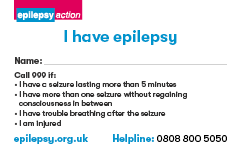 Epilepsy ID card - Epilepsy Action