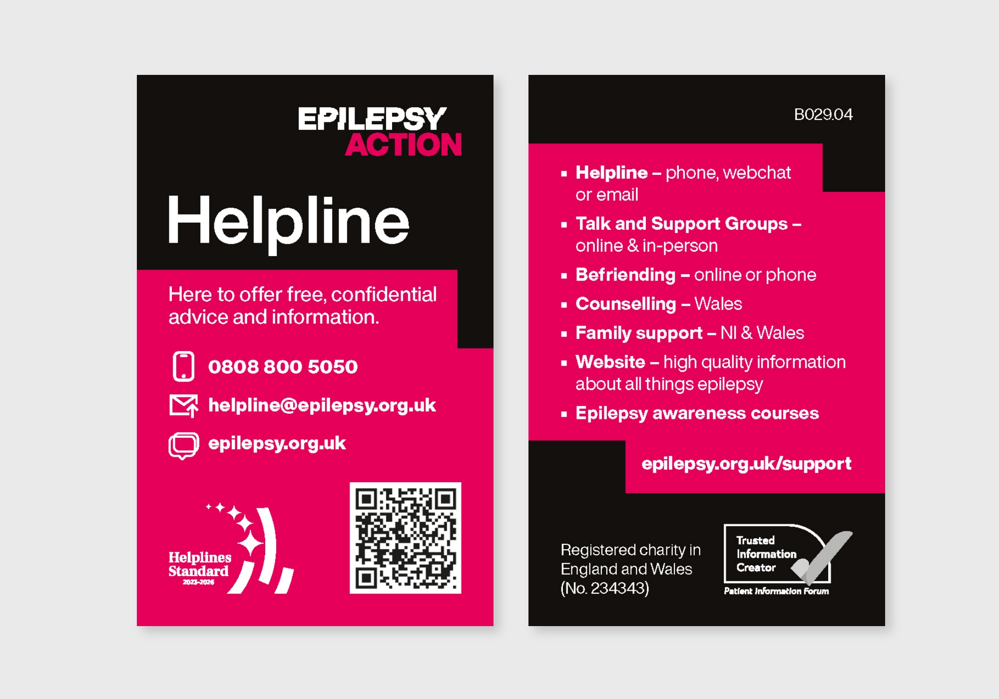 Epilepsy Action Helpline cards - Epilepsy Action